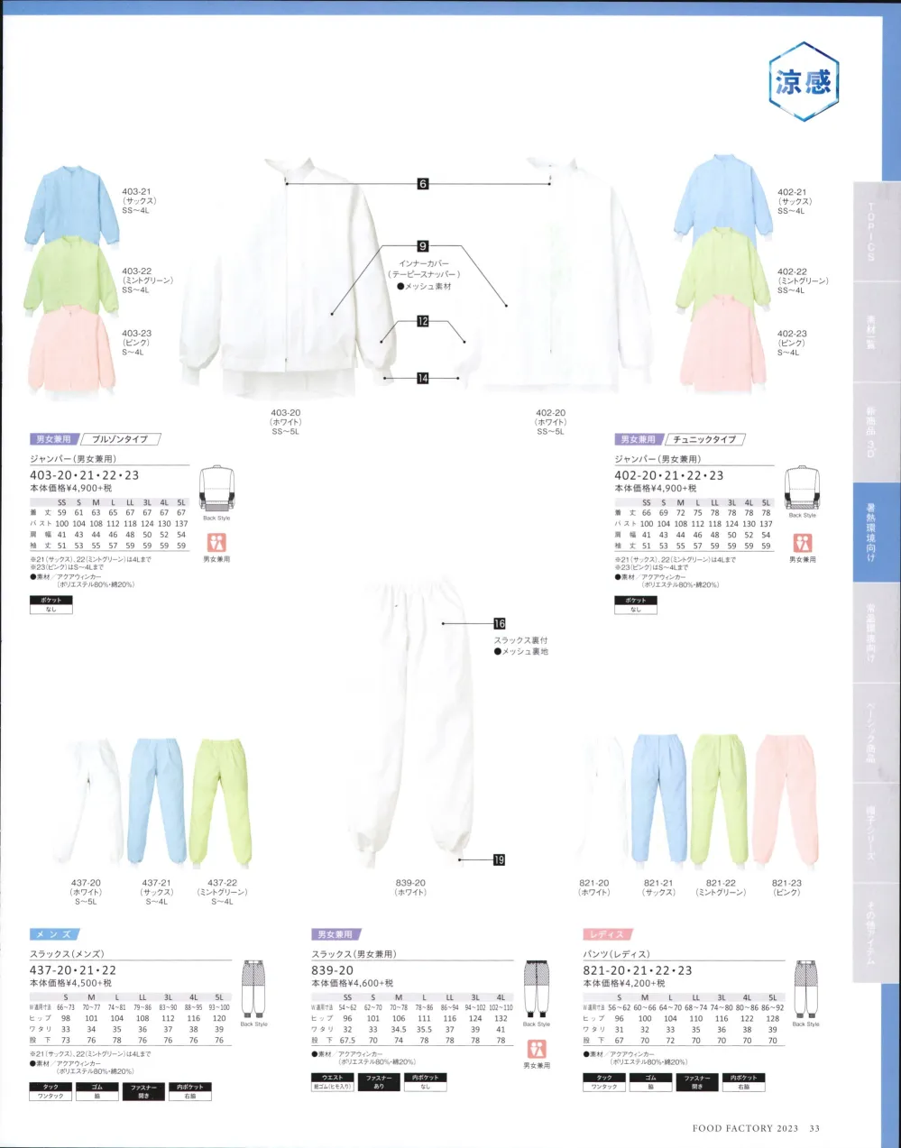 食品白衣jp ジャンパー（男女兼用）チュニックタイプ KAZEN 402-20 食品工場用白衣・給食衣・クリーンルーム用ユニフォーム・厨房用白衣の専門店