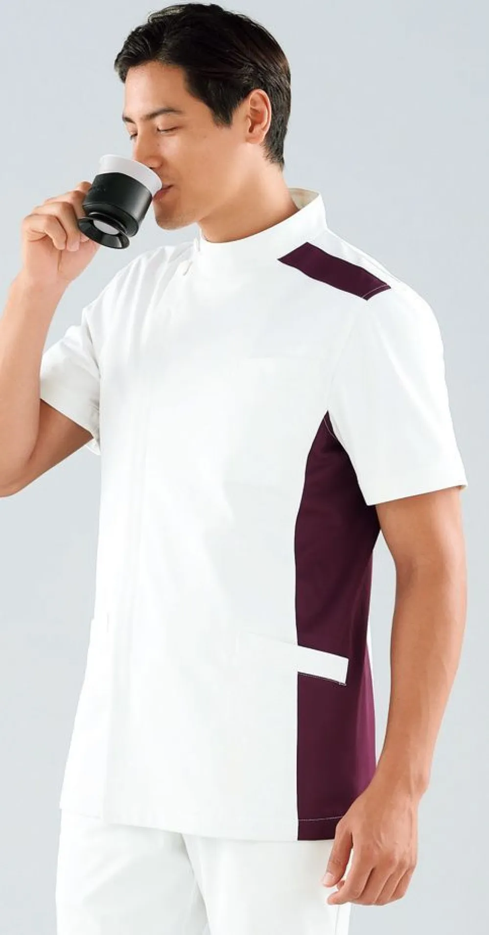 メンズジャケット半袖 KAZEN 094-25 白衣・診察衣・ナース服・介護服の専門店 医療白衣com