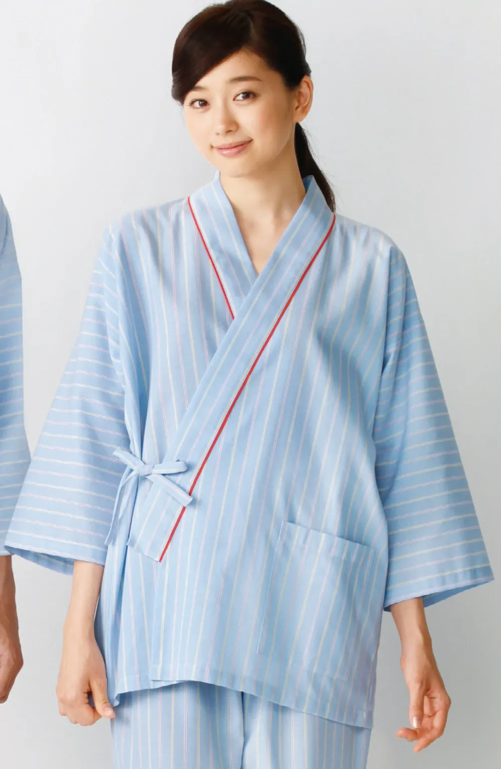 患者衣上衣（ストライプ柄）（甚平型） KAZEN 285-98 白衣・診察衣・ナース服・介護服の専門店