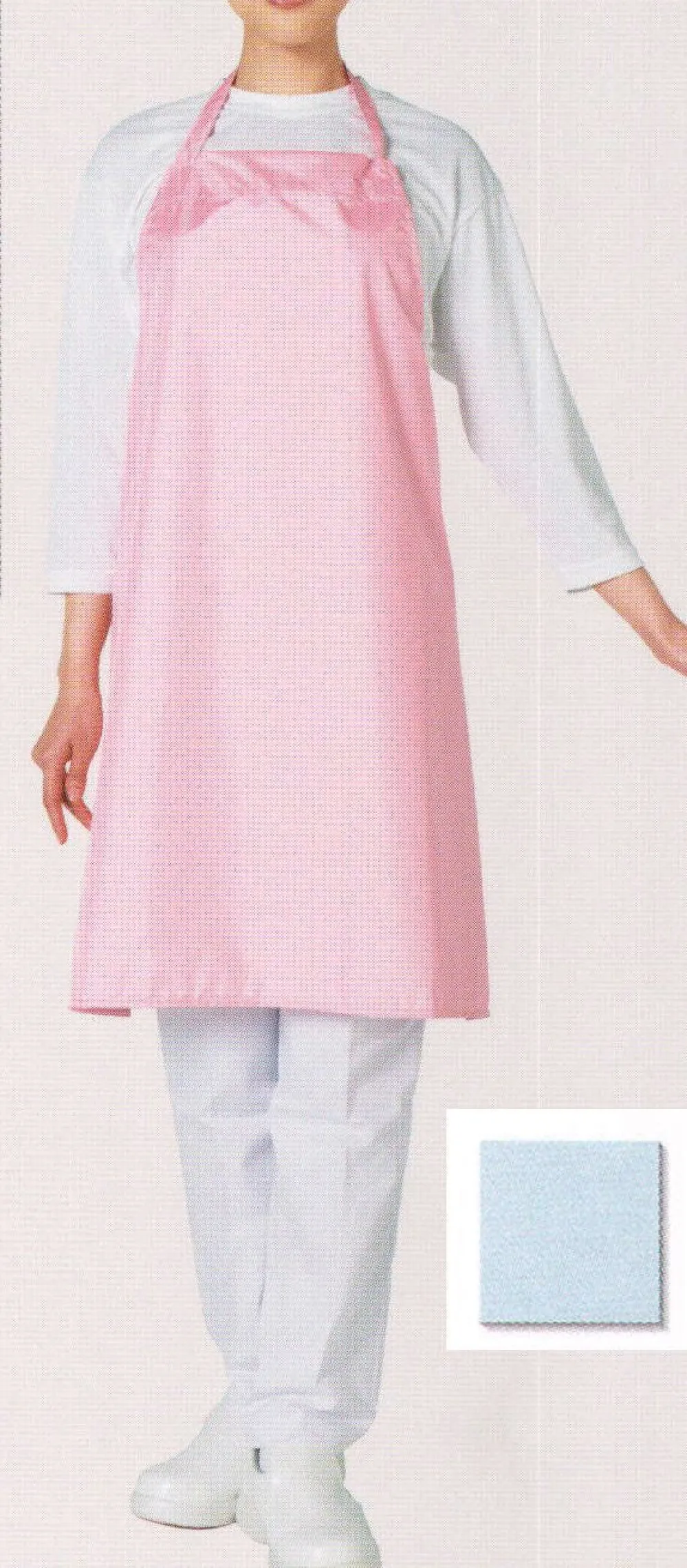 プレミアムコート パステックエプロン 首掛け（ライトブルー） ワコウ E1520-1 食品工場用白衣・給食衣・クリーンルーム用ユニフォーム ...
